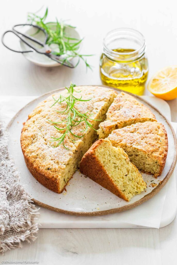 Moist Olive Oil Rosemary Cake - Wholesome Patisserie