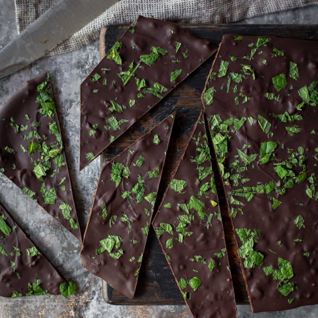 Fresh Mint Chocolate Bark - Wholesome Patisserie